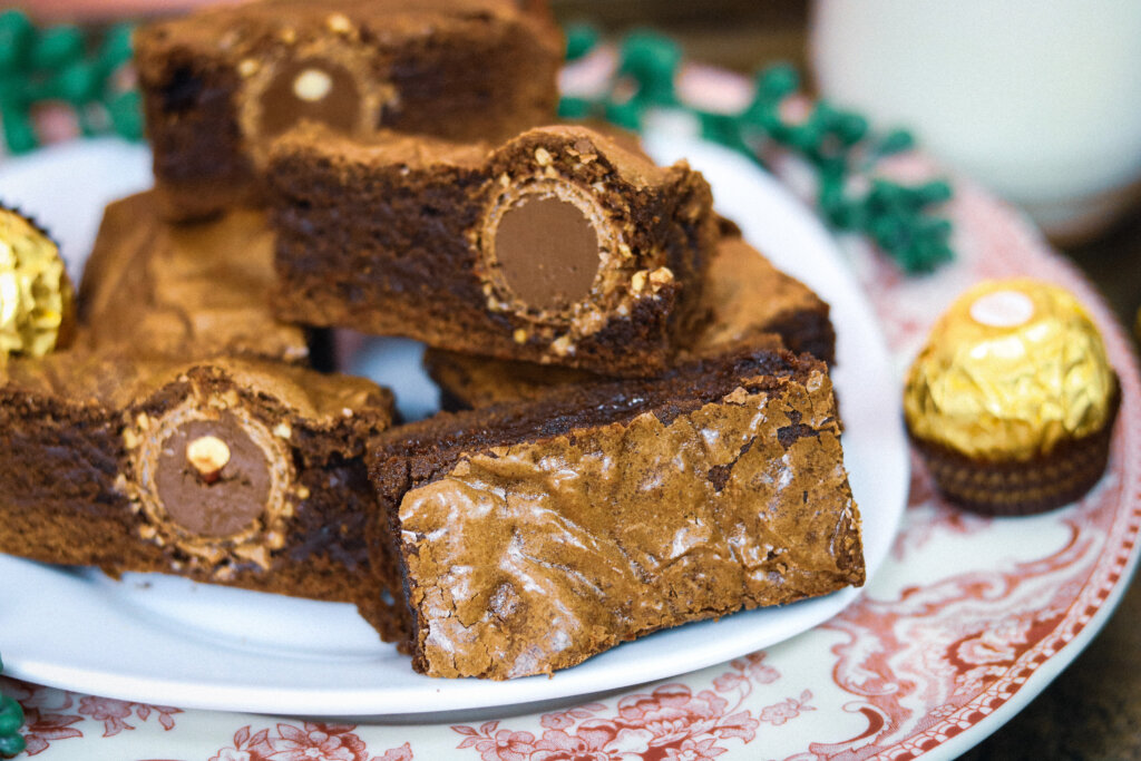 Ferrero Rocher Brownies - The Familiar Kitchen